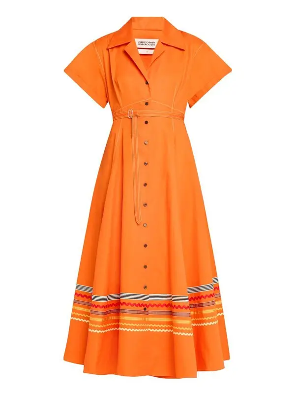 Christopher John Rogers Embroidered Belted Shirtdress - Spritz