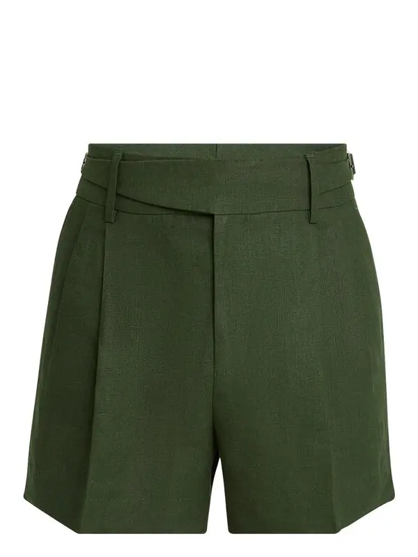 Dolce & Gabbana Side-buckle Linen Bermuda Shorts - Dark Green