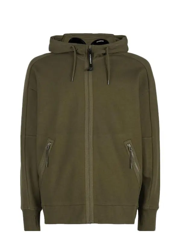 C.P. COMPANY Diagonal Raised Fleece Goggle Hoodie - Ivy Green