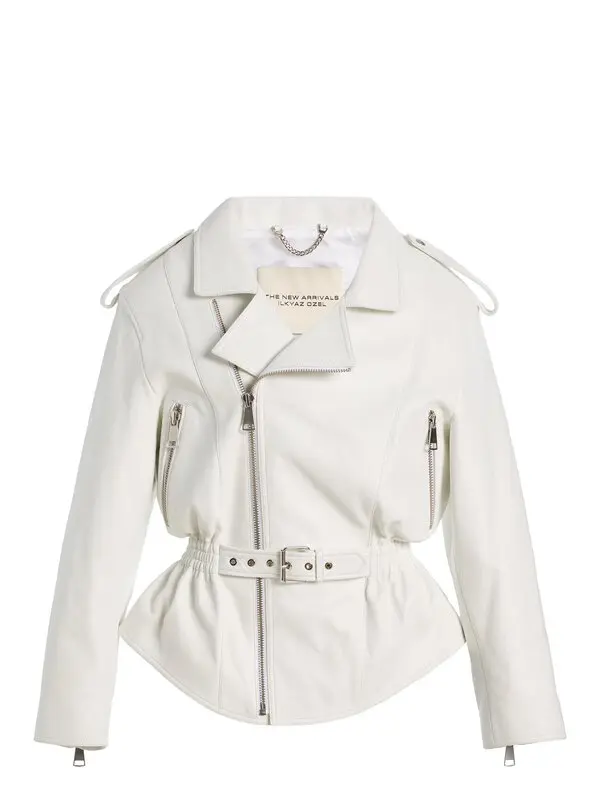 THE NEW ARRIVALS ILKYAZ OZEL Ilkyaz Ozel Crème De Méribel Biker Jacket - White