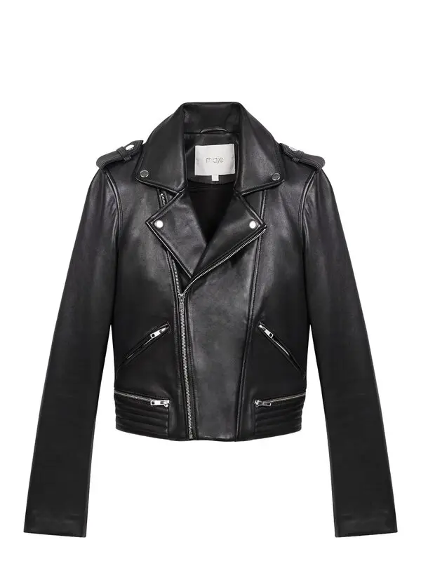 Maje Basaltm Leather Biker Jacket - Black