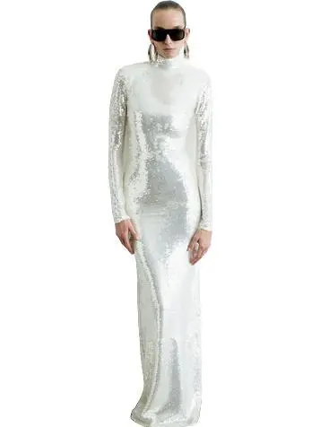 THE NEW ARRIVALS ILKYAZ OZEL Catroux Mont Blanc Sequined Dress - White