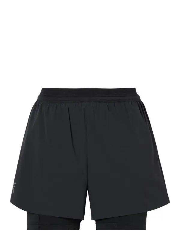 On Pace Layered Recycled-shell And Stretch-jersey Shorts - Black