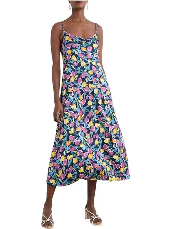 SEASALT CORNWALL Housel Bay Midi Dress - Collaged Tulips Maritime