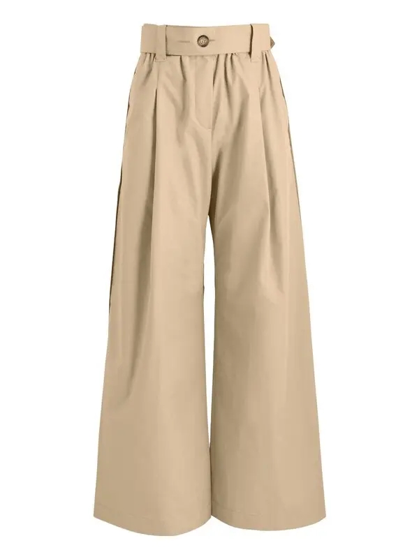 Moncler Wide-leg Cotton-blend Poplin Trousers - Beige