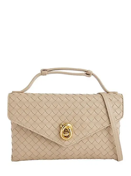 Bottega Veneta Knot Lock Top-handle Bag - Ecru-muse Brass