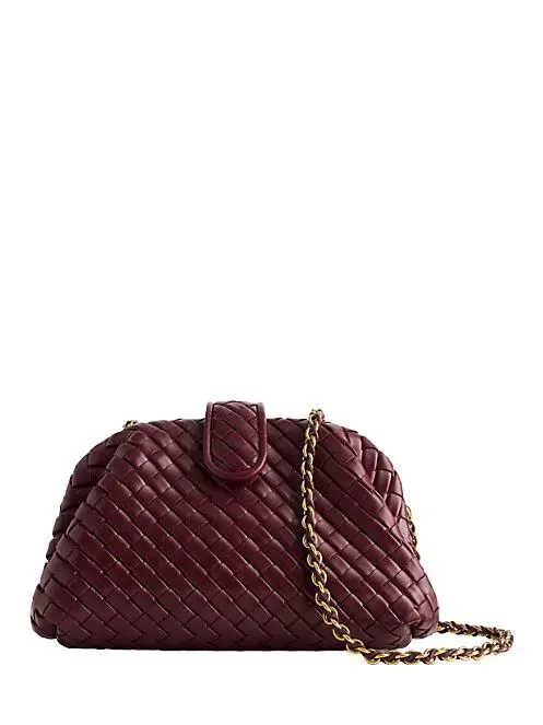 Bottega Veneta Lauren Small Leather Clutch - Barolo-m Brass
