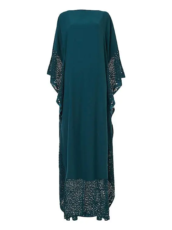 LEEM Laser-cut Relaxed-fit Woven Kaftan - Green