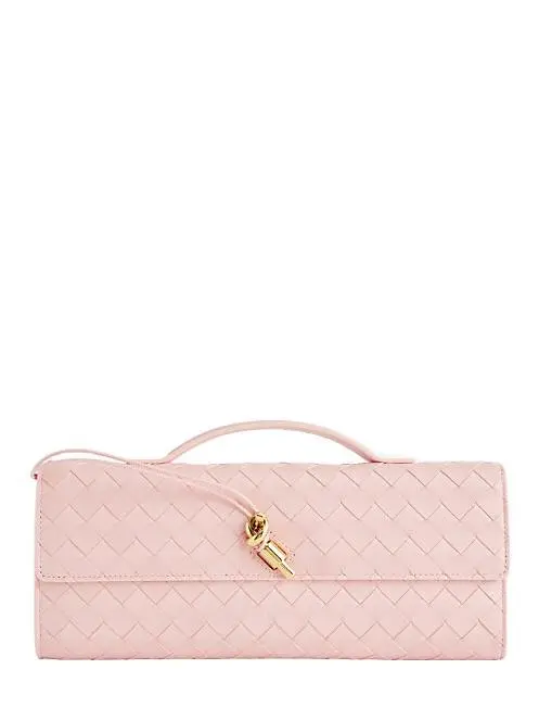 Bottega Veneta Andiamo Leather Clutch - Rose-muse Brass