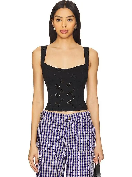 Free People Full Bloom Eyelet Cami - Black