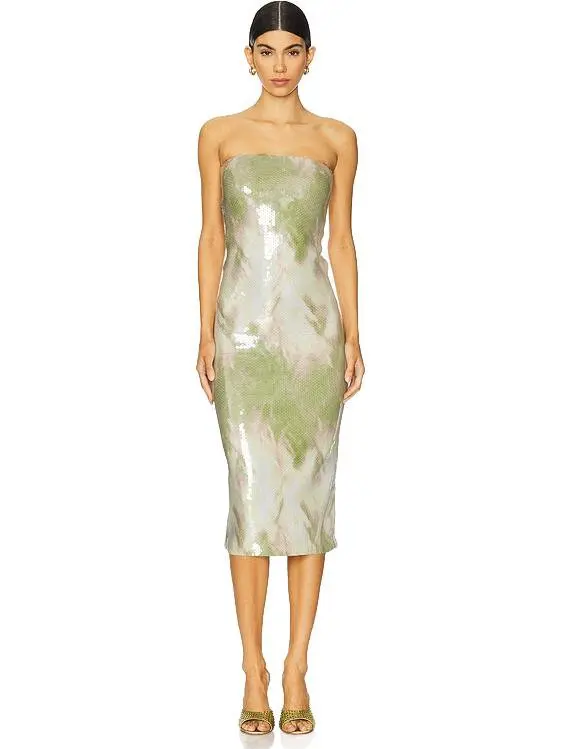 CAMILA COELHO Alandra Midi Dress - Green & Beige