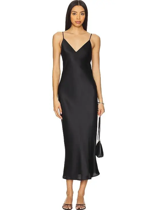L'Agence Seridie Slip Midi Dress - Black