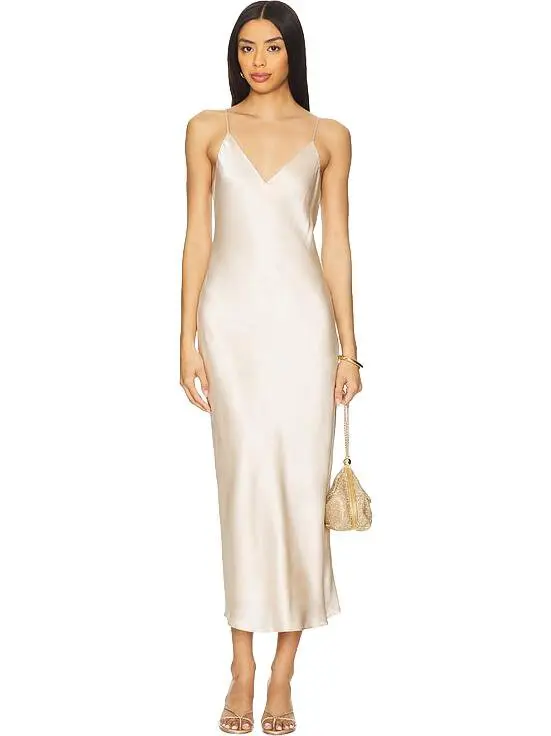 L'Agence Seridie Slip Midi Dress - Champagne