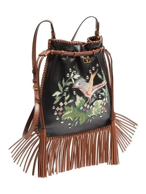 Valentino Garavani Nellcôte Alice Embroidered Fringe Bag - Multicolor