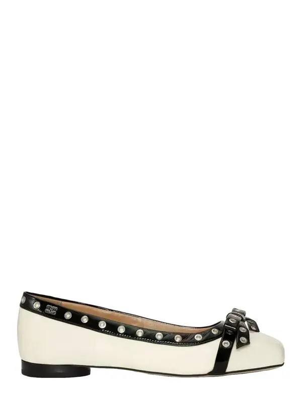 GANNI Eyelet-embellished Ballet Flats With Bow Detailing - White