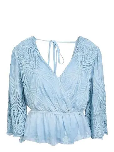 Guess Viscose And Silk Top - Blue