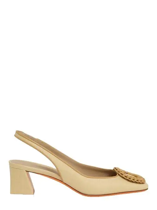 Santoni Mid-heel Slingback - Natural