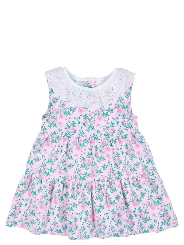 FLORENCE EISEMAN Floral Print Dress With Eyelet Collar - Pink