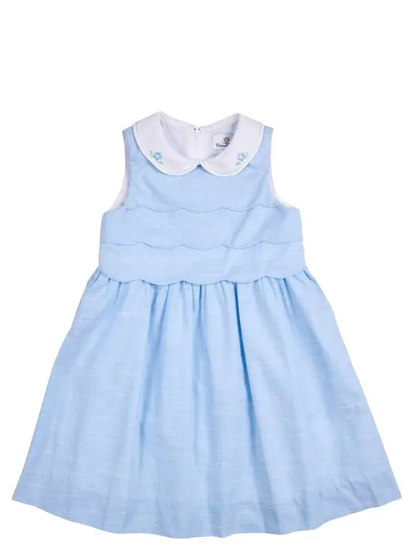 FLORENCE EISEMAN Linen-look Dress With Embroidery - Light Blue