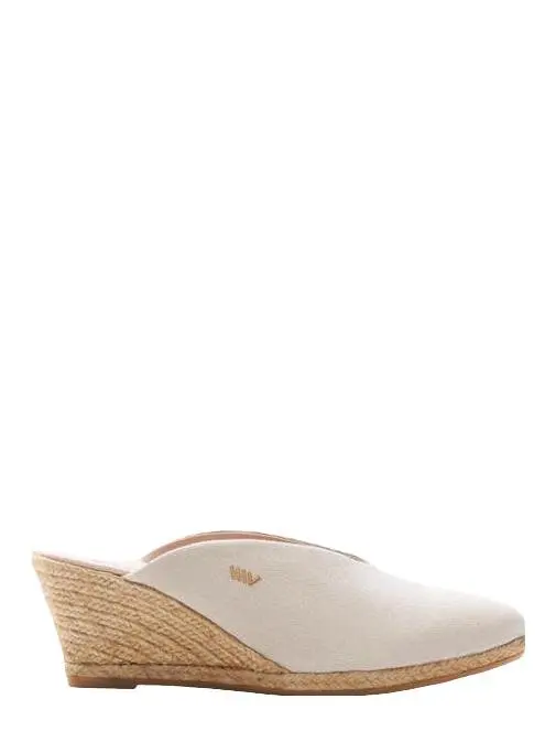 VISCATA Truja Canvas Espadrille Mule Wedges - Beige