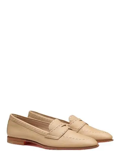 Santoni Leather Penny Loafer - Light Brown