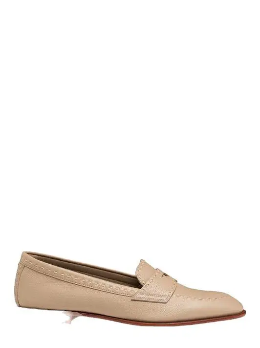 Santoni Leather Penny Loafer - Natural