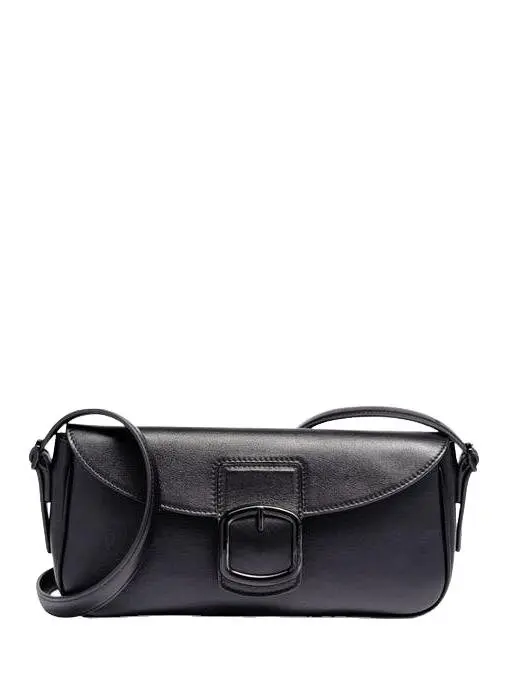 Santoni Leather Shoulder Bag With Buckle Detail - Black