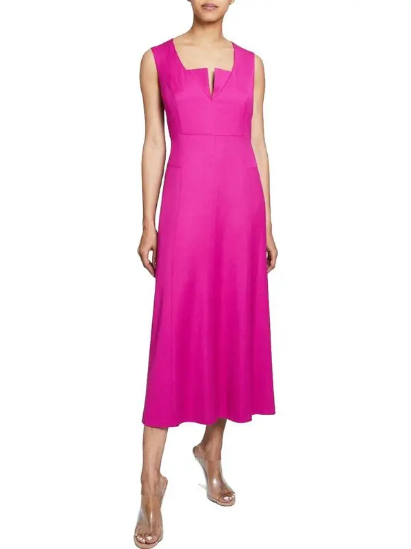 Santorelli Belle Sleeveless Fit-and-flare Midi Dress - Fuchsia