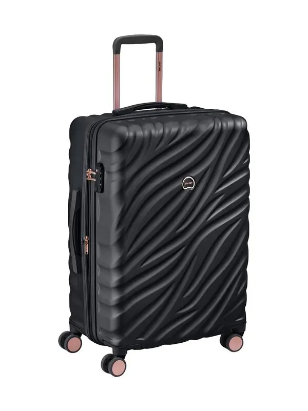 DELSEY PARIS Alexis Hardside 25-inch Checked Expandable Spinner Luggage - Black/rose Gold