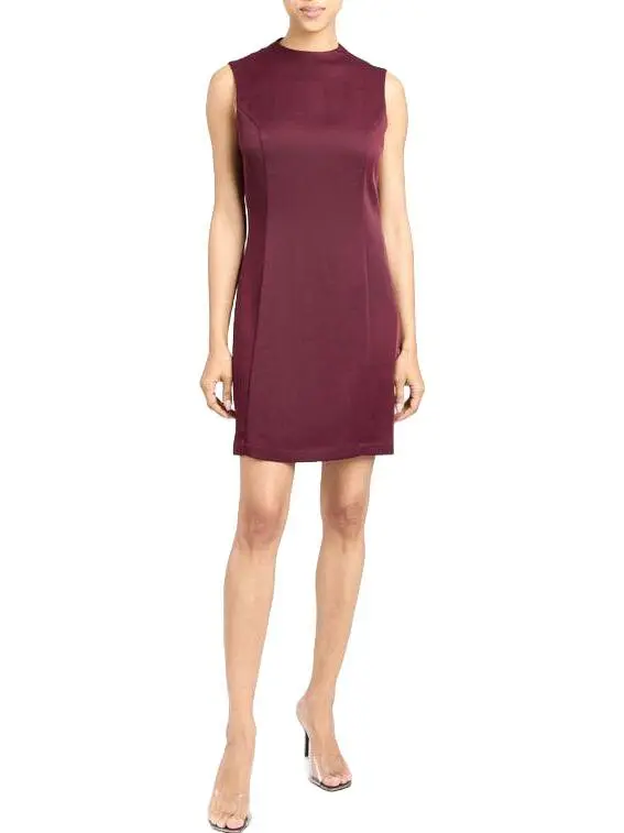 Santorelli Amina Mock Neck Shift Dress - Burgundy