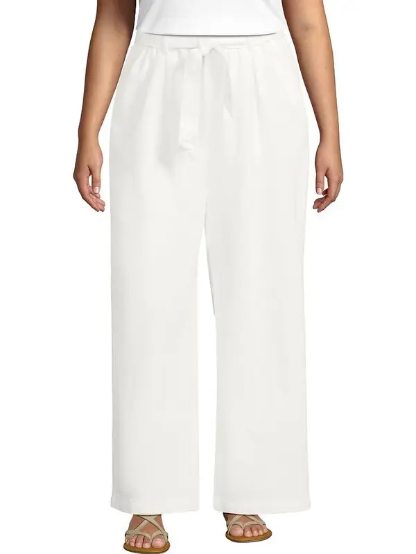 LANDS' END High Ridge Twill Pleated Wide Leg Pants - Chalk White