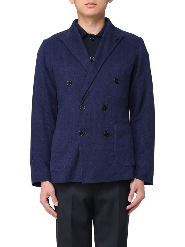 LARDINI Double Breasted Blazer - Blue