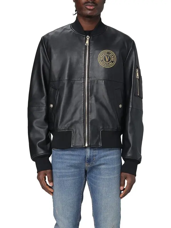 Versace Leather Bomber Jacket - Black