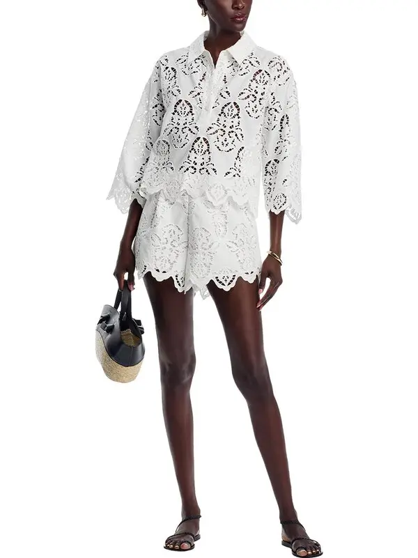 Cara Cara Trish Shorts - White Embroidered Eyelet
