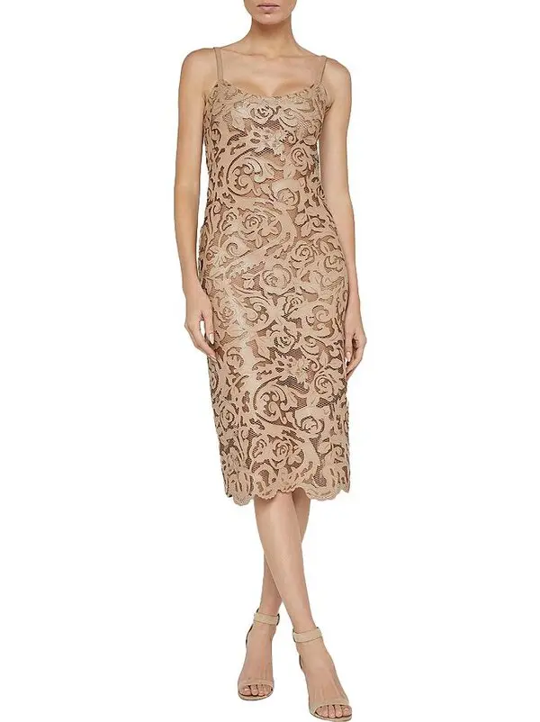 L'Agence Kazuko Laser Cut Midi Dress - Cappuccino