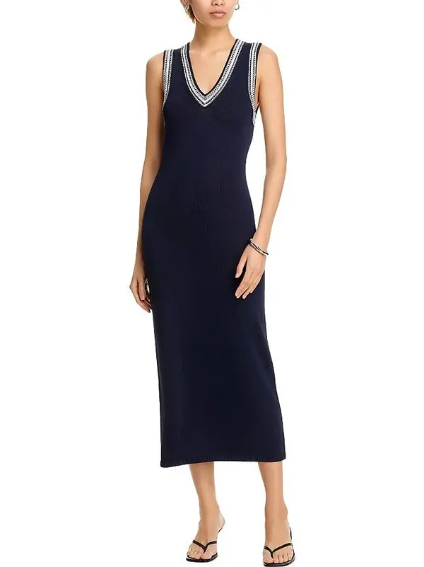 French Connection Knitted Trim Dress - Navy/summer White