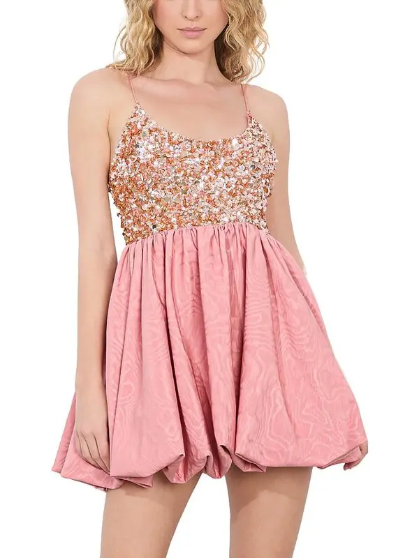 Alice + Olivia Nessa Sequined Empire Dress - Dusty Rose