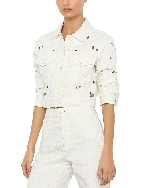 Alice + Olivia Chloe Embroidered Eyelet Jacket - Off White