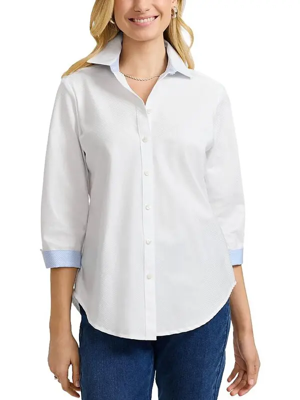 Foxcroft Margie Dobby Cotton Shirt - White