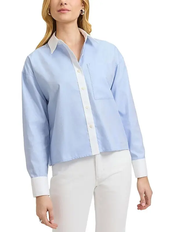 Foxcroft Marina Long Sleeve Cotton Shirt - Soft Blue