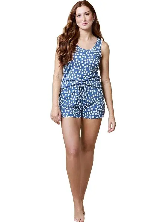 SOFTIES Ellascoop Tank And Shorts Sleepwear Set - Indigo Dot
