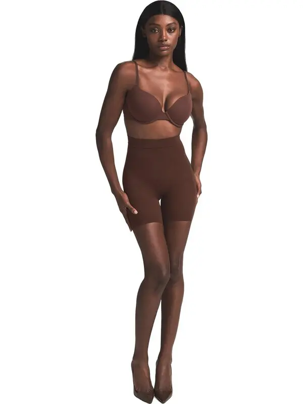 SKIMS Sheer Seamless High Waisted Mid Thigh Short - Cocoa