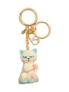 Valentino Garavani Le Chat De La Maison Bag Charm With Key Ring - Antique Brass/multicolour