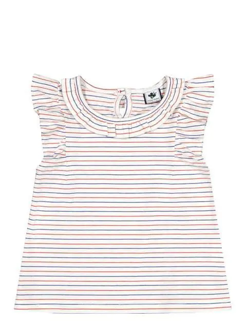 Busy Bees Colette Flutter Sleeve Top - Red White Blue Stripe