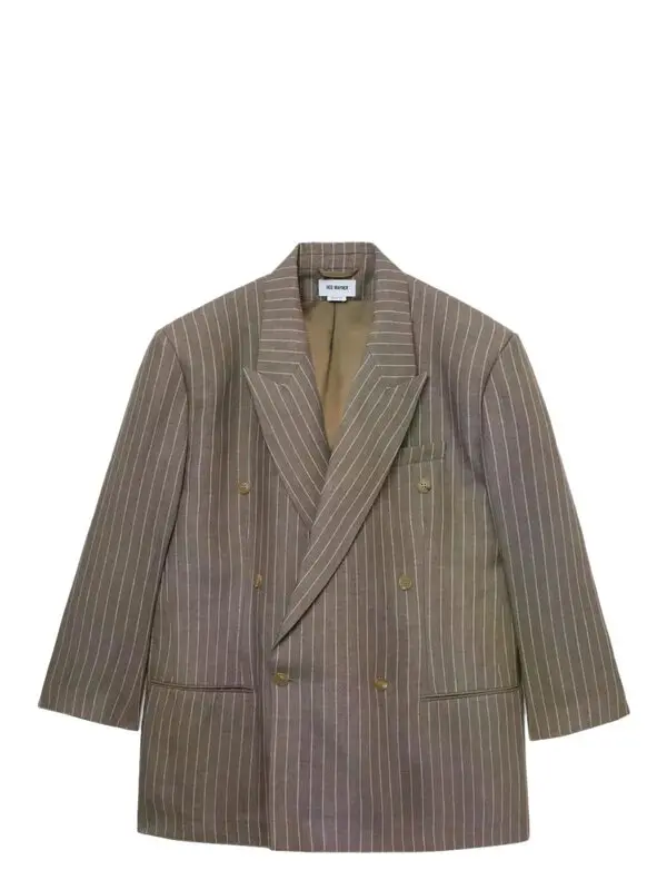 HED MAYNER Pinstriped Blazer - Brown