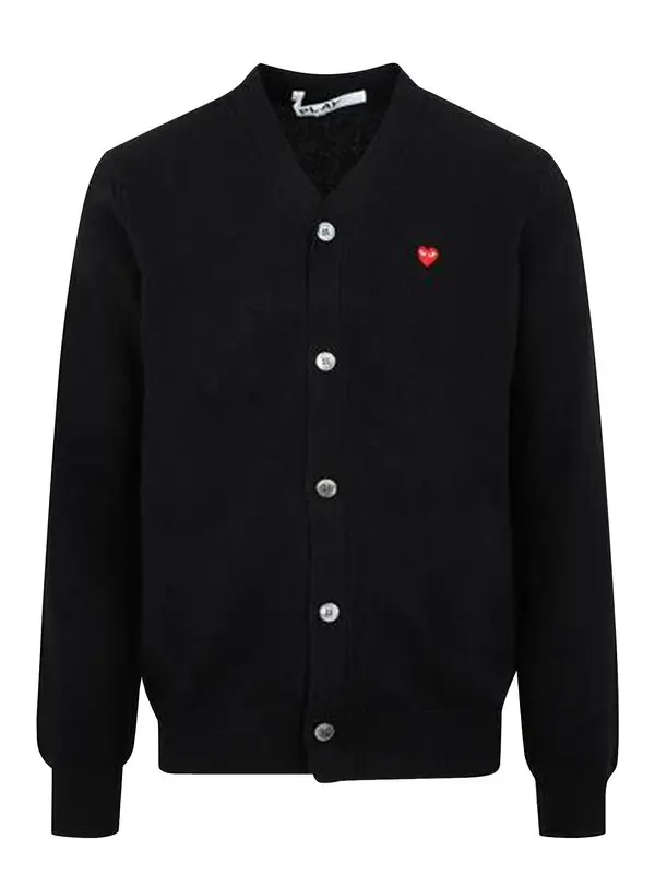 Play Comme Des Garcon Small Heart Cardigan - Black