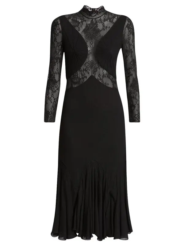 Givenchy Lace Inset Midi Dress - Black