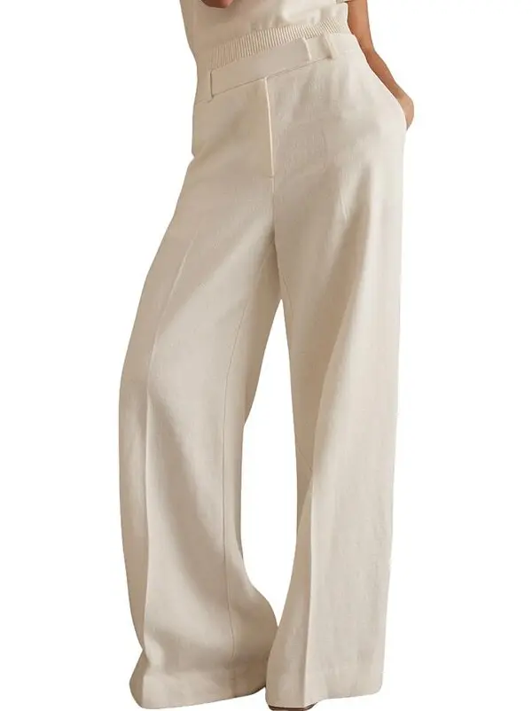 REISS Wide Leg Trousers - White
