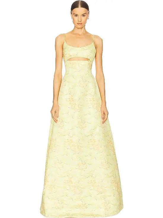 SAU LEE Marie Gown With Cut-out Detail - Yellow Multi