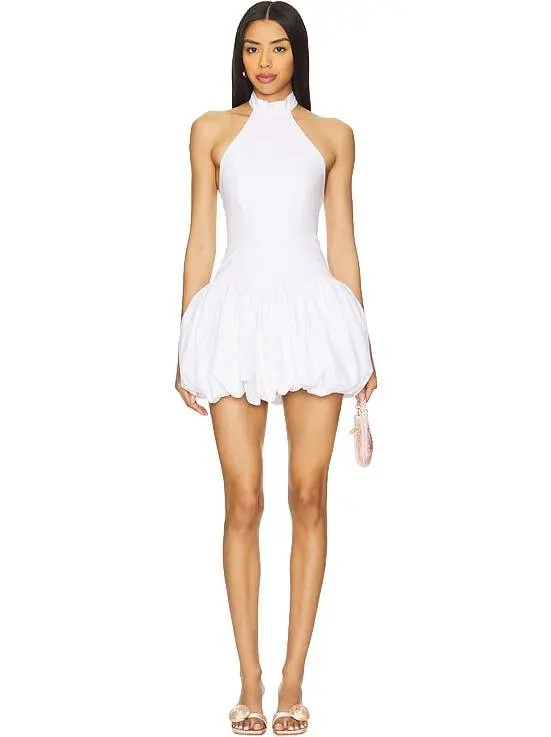 MORE TO COME Sabrina Halter Bubble Dress - White
